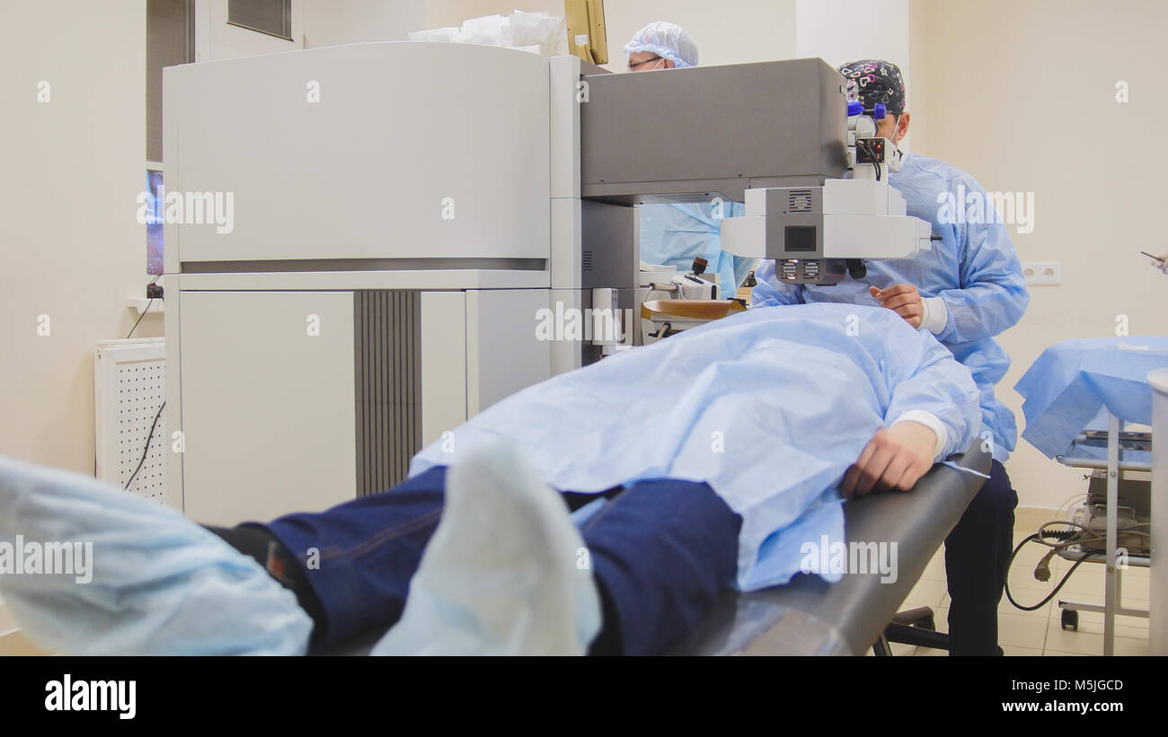 Medical patient on the operating table - laser vision correction ...