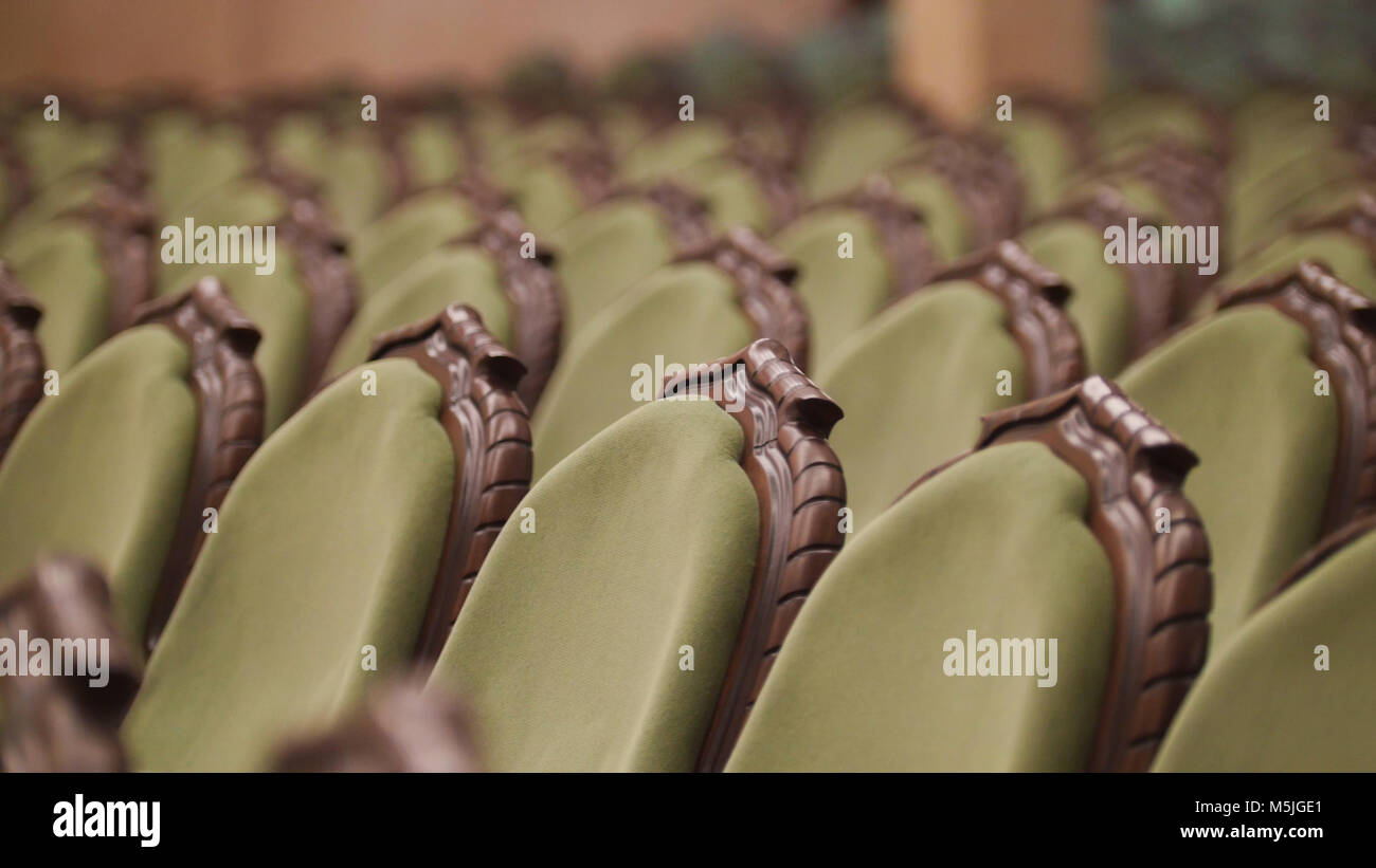 Empty opera concert hall - green chairs without spectators Stock Photo ...
