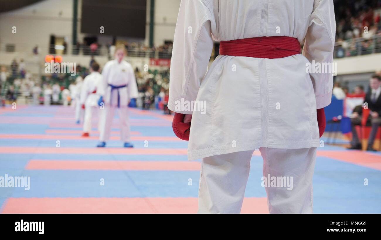 Sports kids - female sportsmen on karate - ready for fight Stock Photo ...