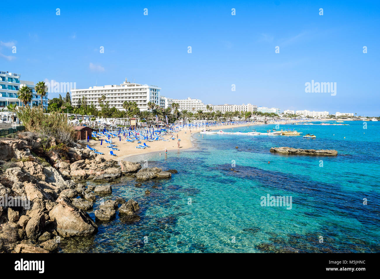 Protaras beach, Cyprus, turquoise water and blue sky Stock Photo - Alamy