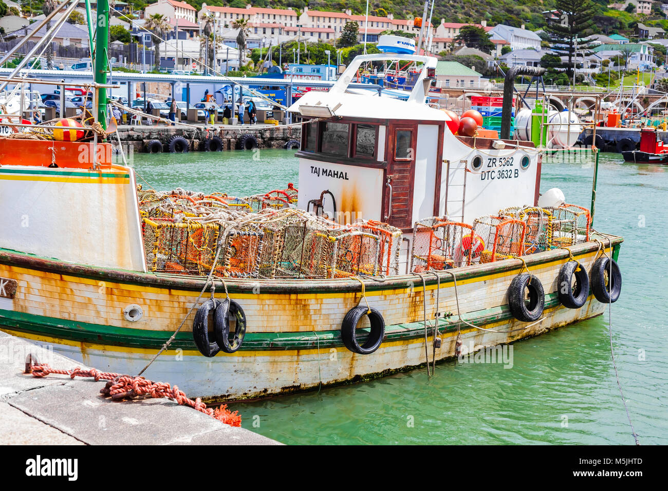 Crab boat floating in the harbor Stock Photo - Alamy