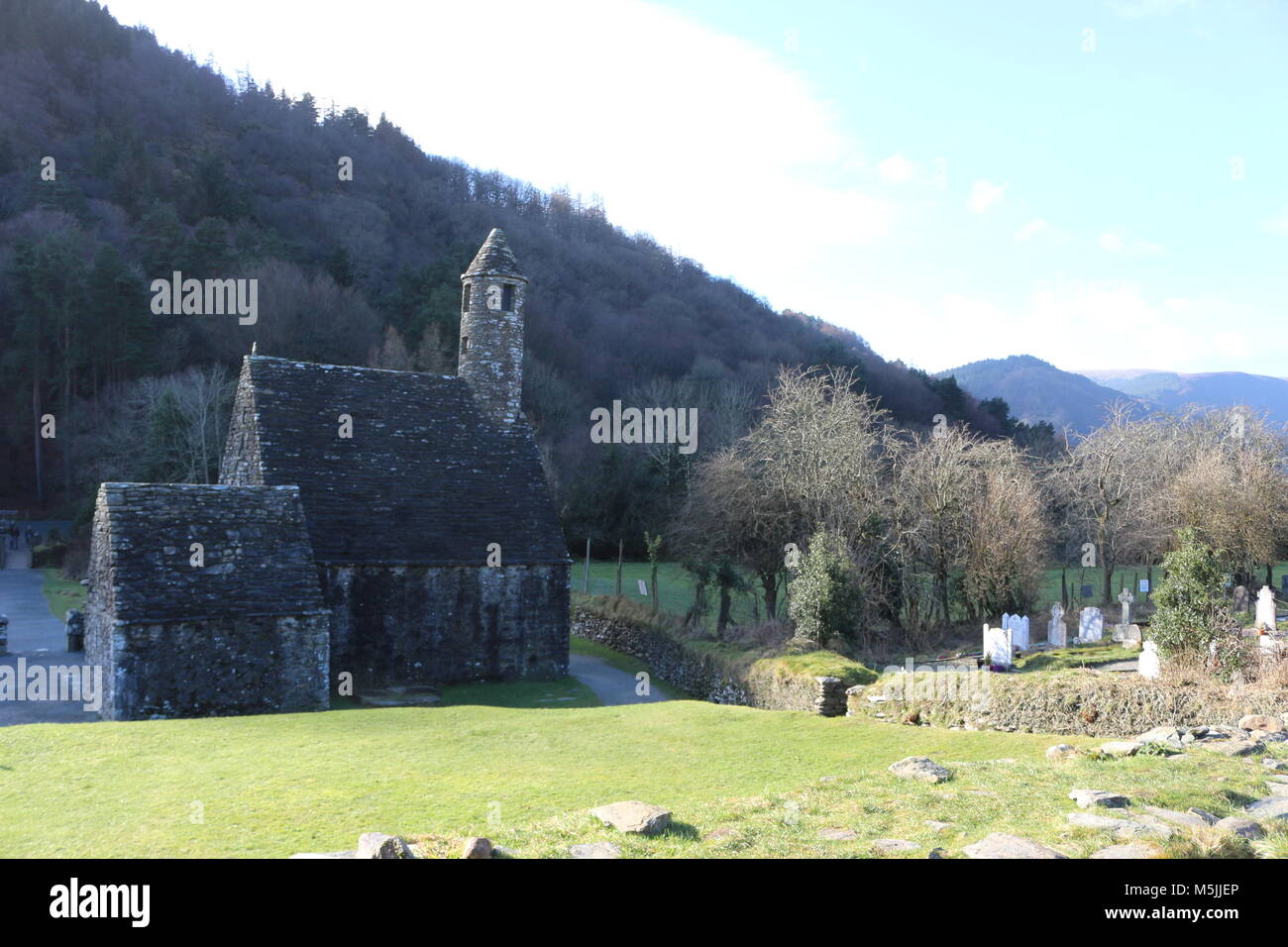 GLENDALOUGH, IRELAND - February 20 2018: The ancient cemetery in ...