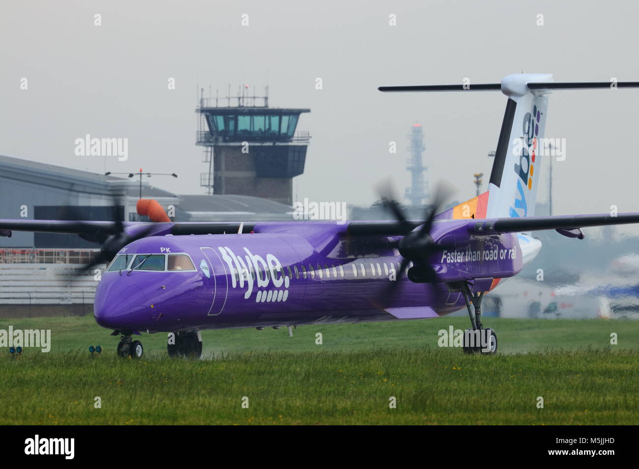 Flybe Aircraft taking off from Leeds Bradford International Airport ...
