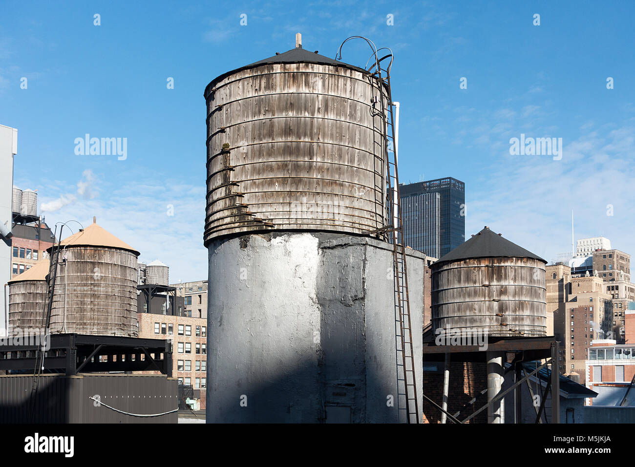 New York City water towers skyline Stock Photo - Alamy