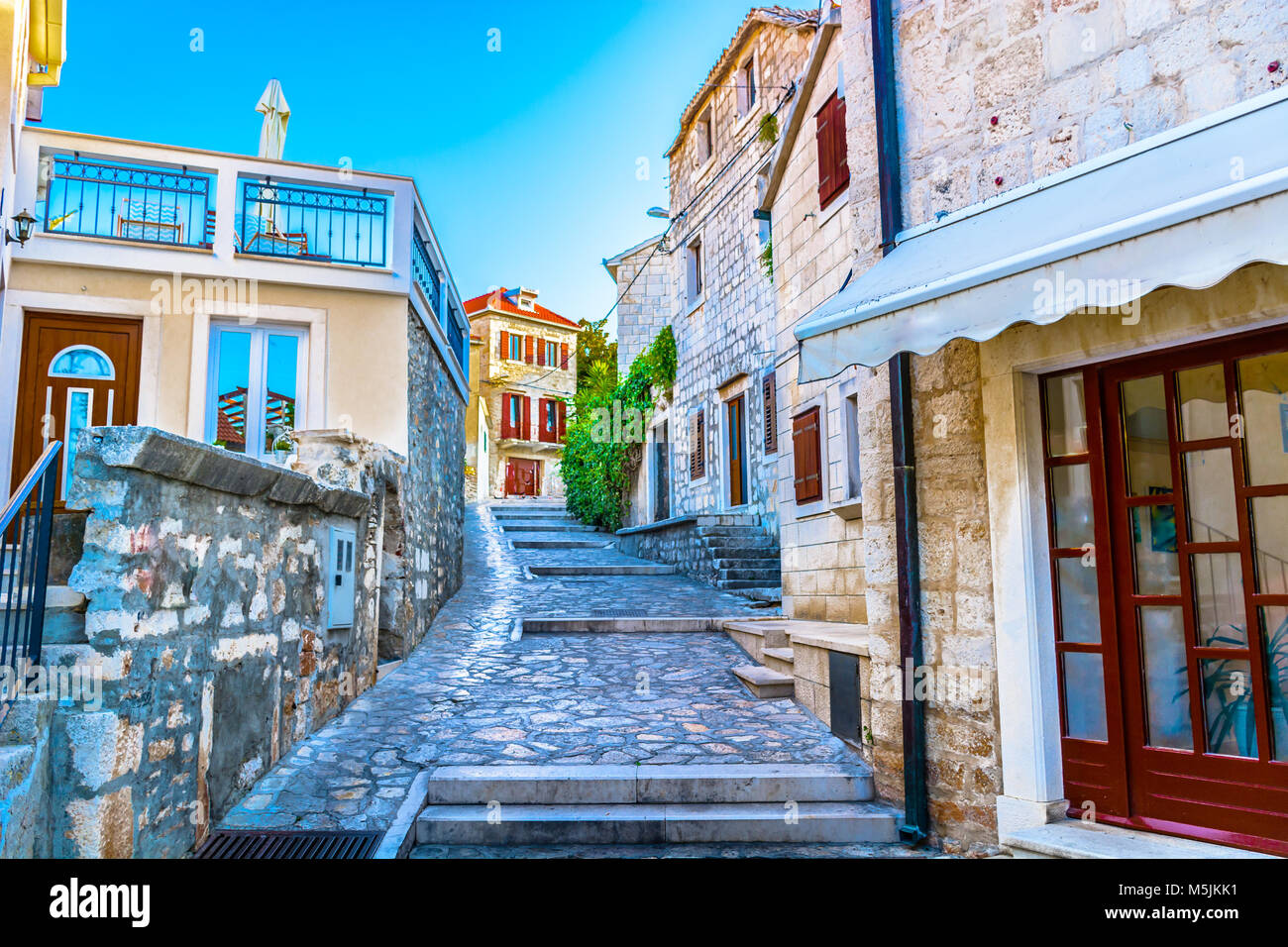 Scenic view at old historical city center in town Supetar ,Island Brac ...