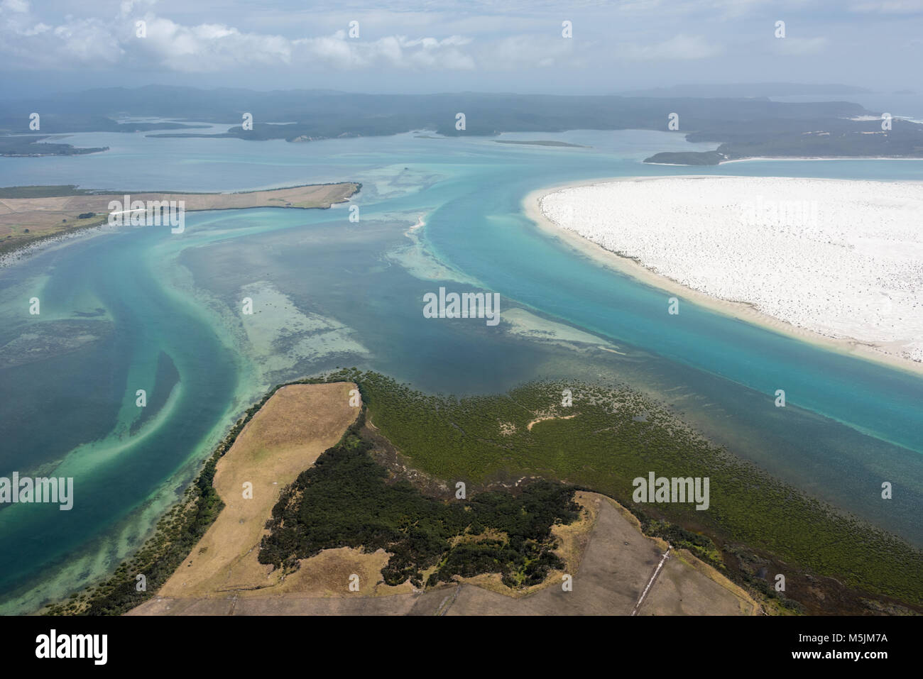 Aerial View of Exhibition Beach, North Island, New Zealand Stock Photo ...
