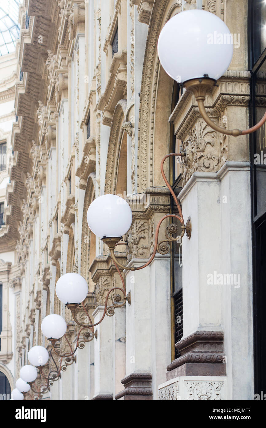 vertical perspective view detail of row classical design city lights ...