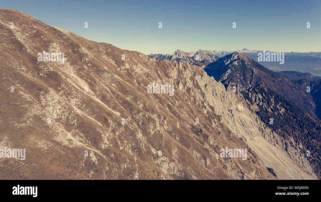 Aerial view of spectacular mountain ridge in autumn colors Stock Photo ...