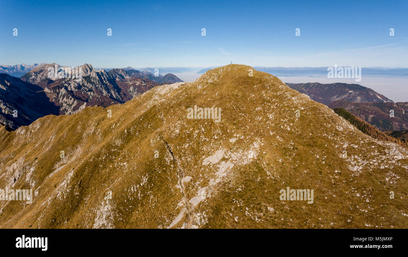 Aerial view of spectacular mountain ridge in autumn colors Stock Photo ...