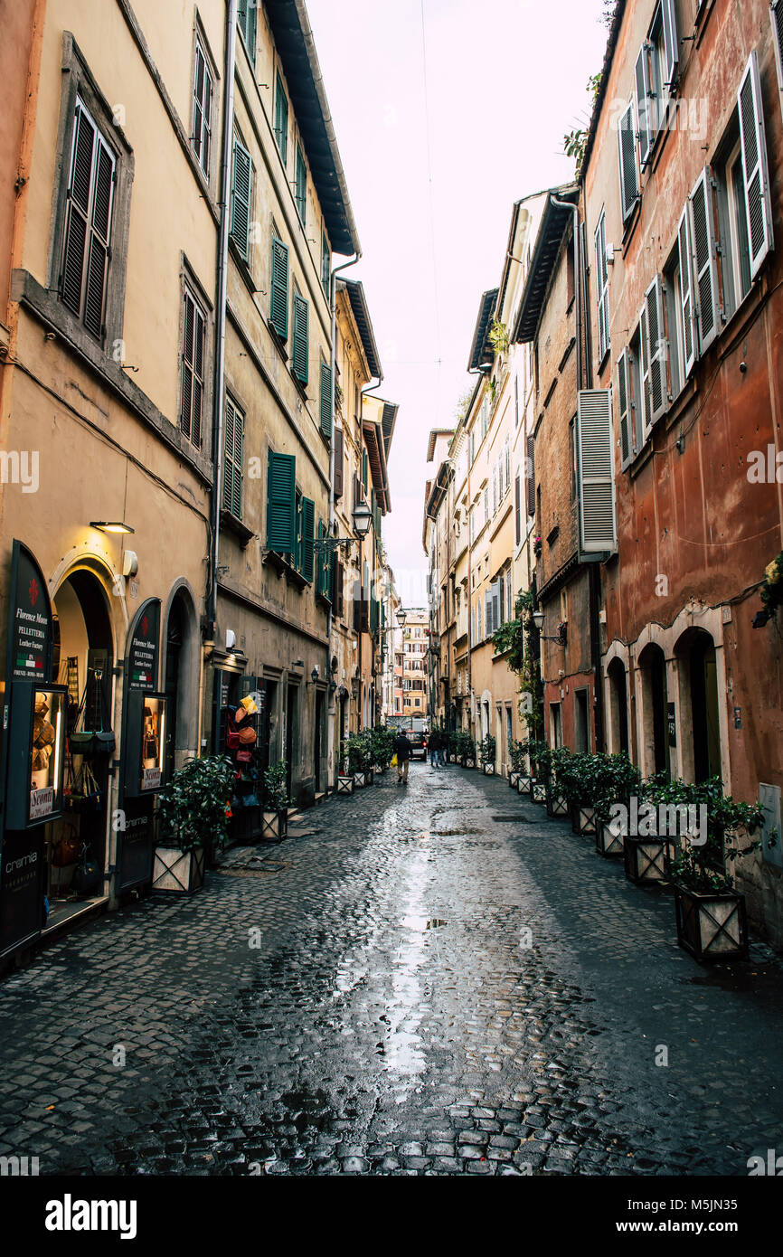 Scenic Street with Old Houses in Rome in Italy Stock Photo - Alamy