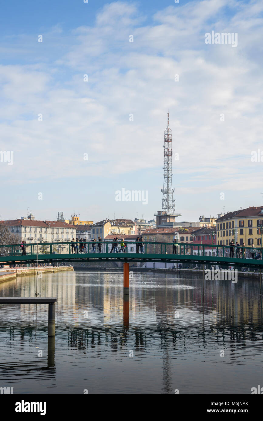 Milan, Italy - Feb 24, 2018: Darsena di Milano, which means Milan docks ...