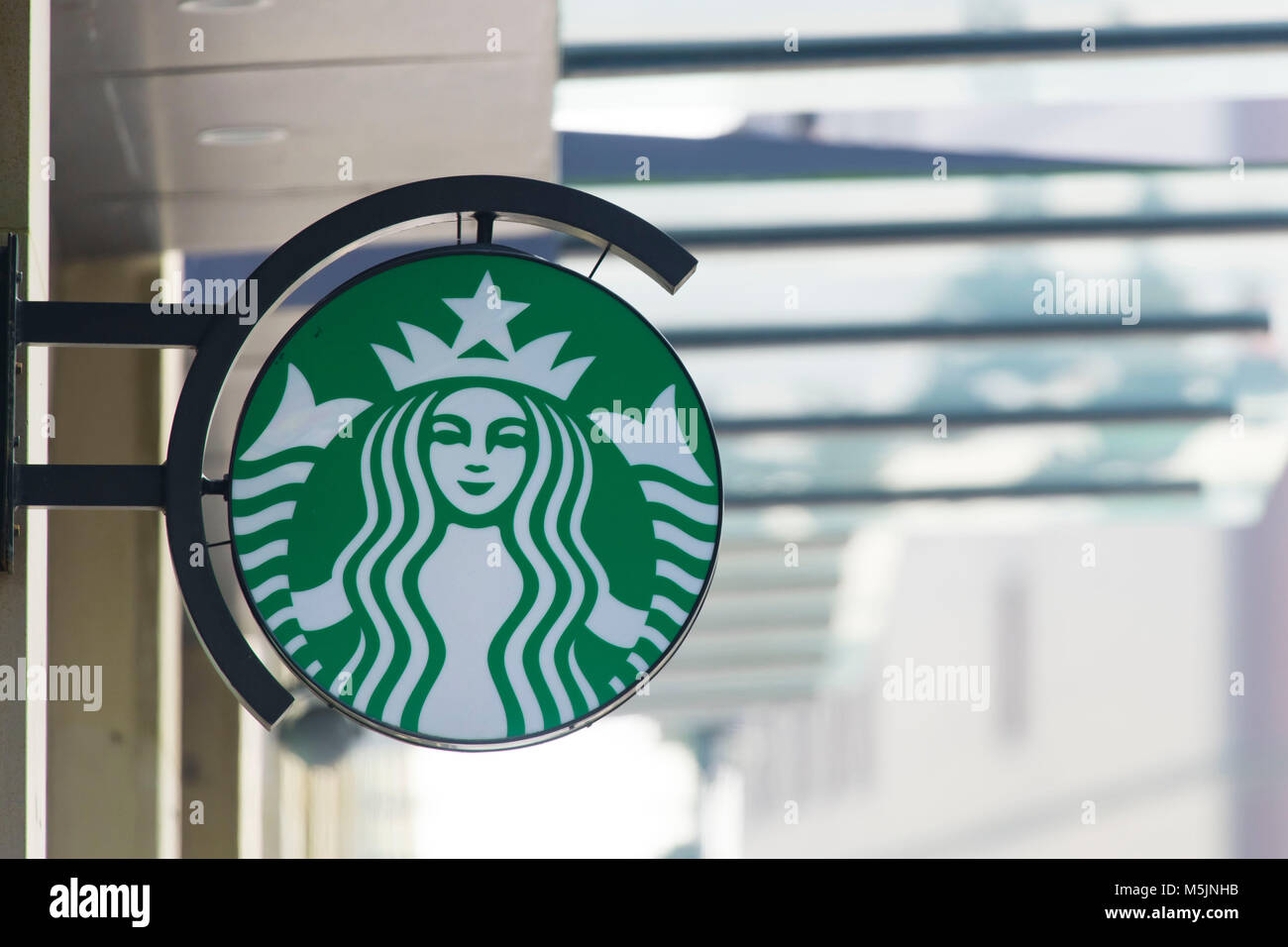 starbucks coffee shop sign logo Stock Photo - Alamy