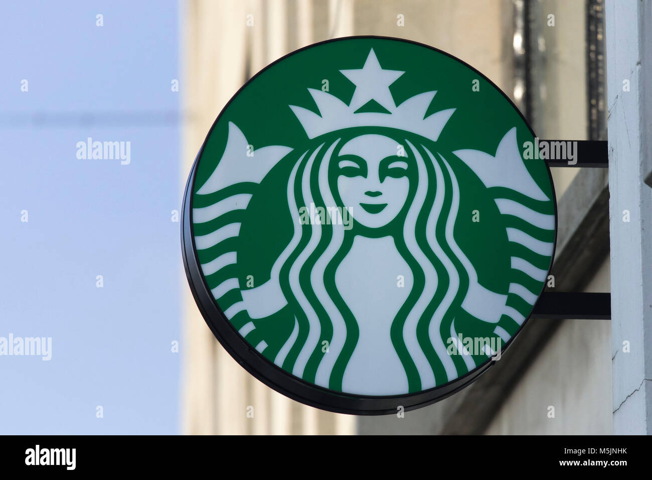starbucks coffee shop sign logo Stock Photo - Alamy