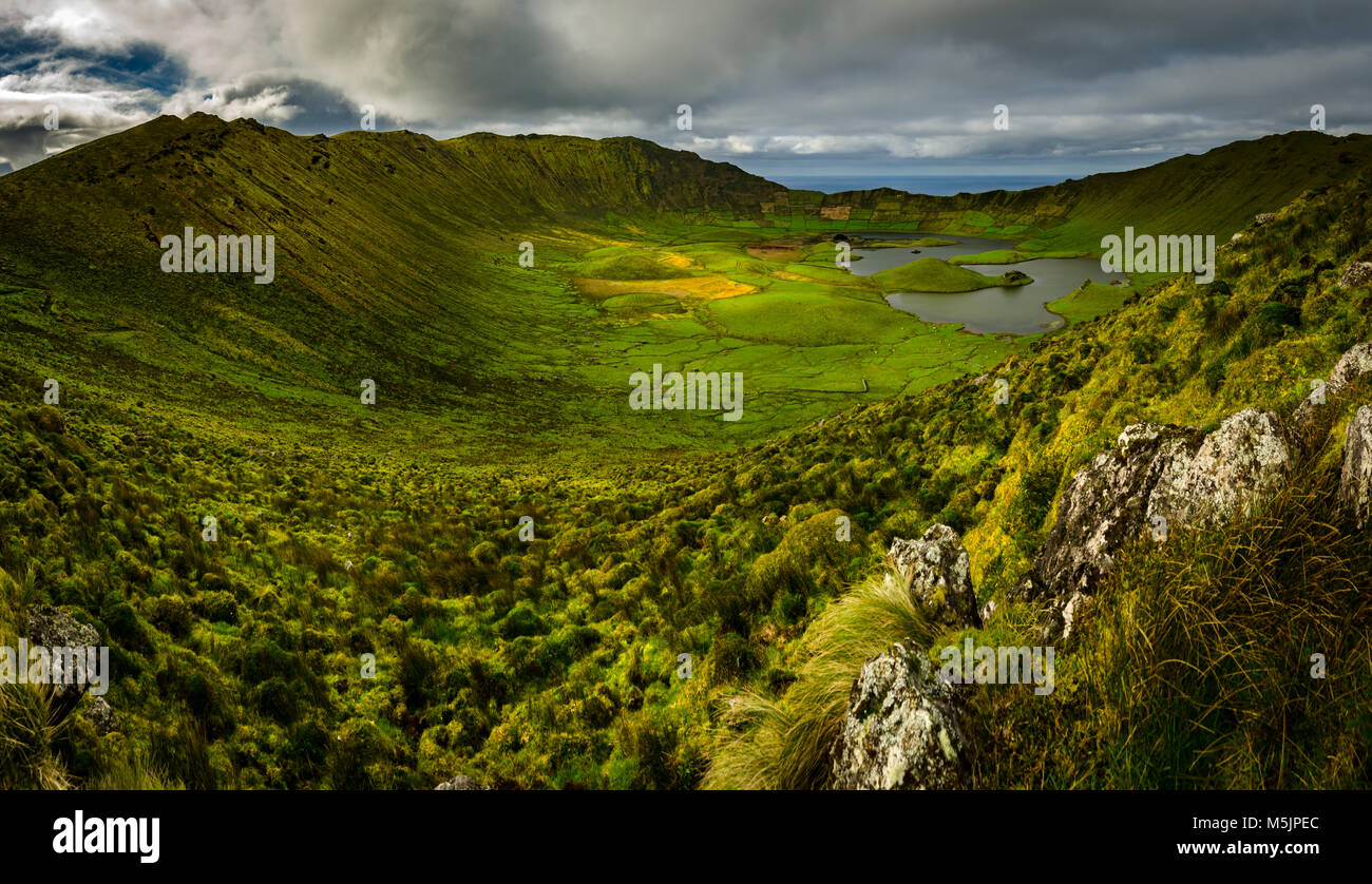 Crater,Caldeirão Volcano,Corvo Island,Azores,Portugal Stock Photo - Alamy