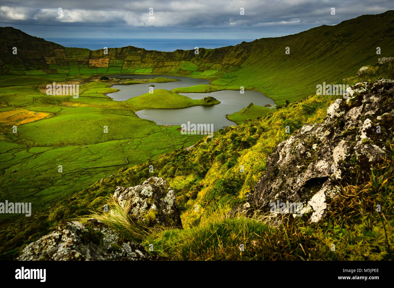 Crater,Caldeirão Volcano,Corvo Island,Azores,Portugal Stock Photo - Alamy