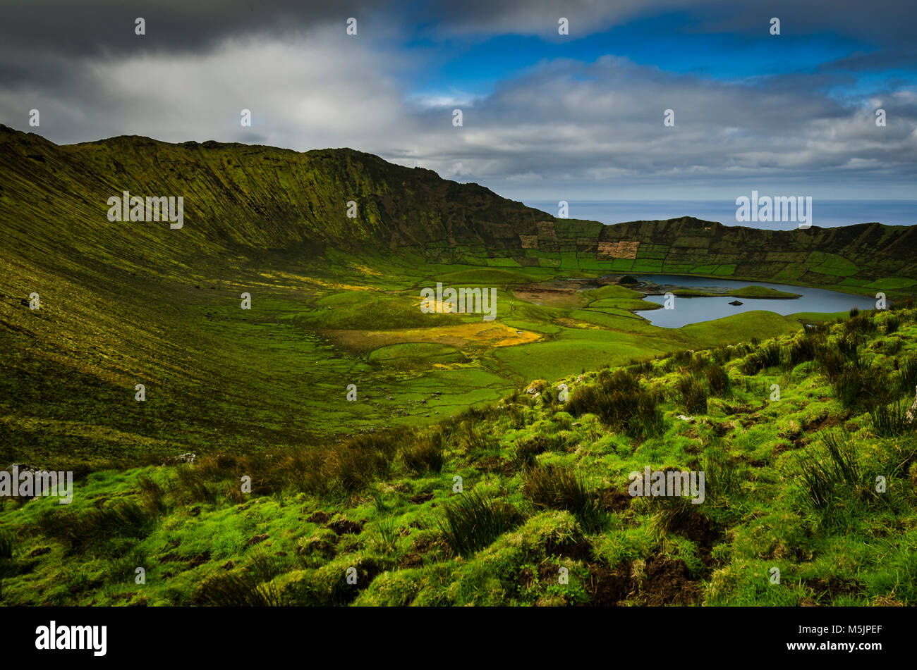 Crater,Caldeirão Volcano,Corvo Island,Azores,Portugal Stock Photo - Alamy
