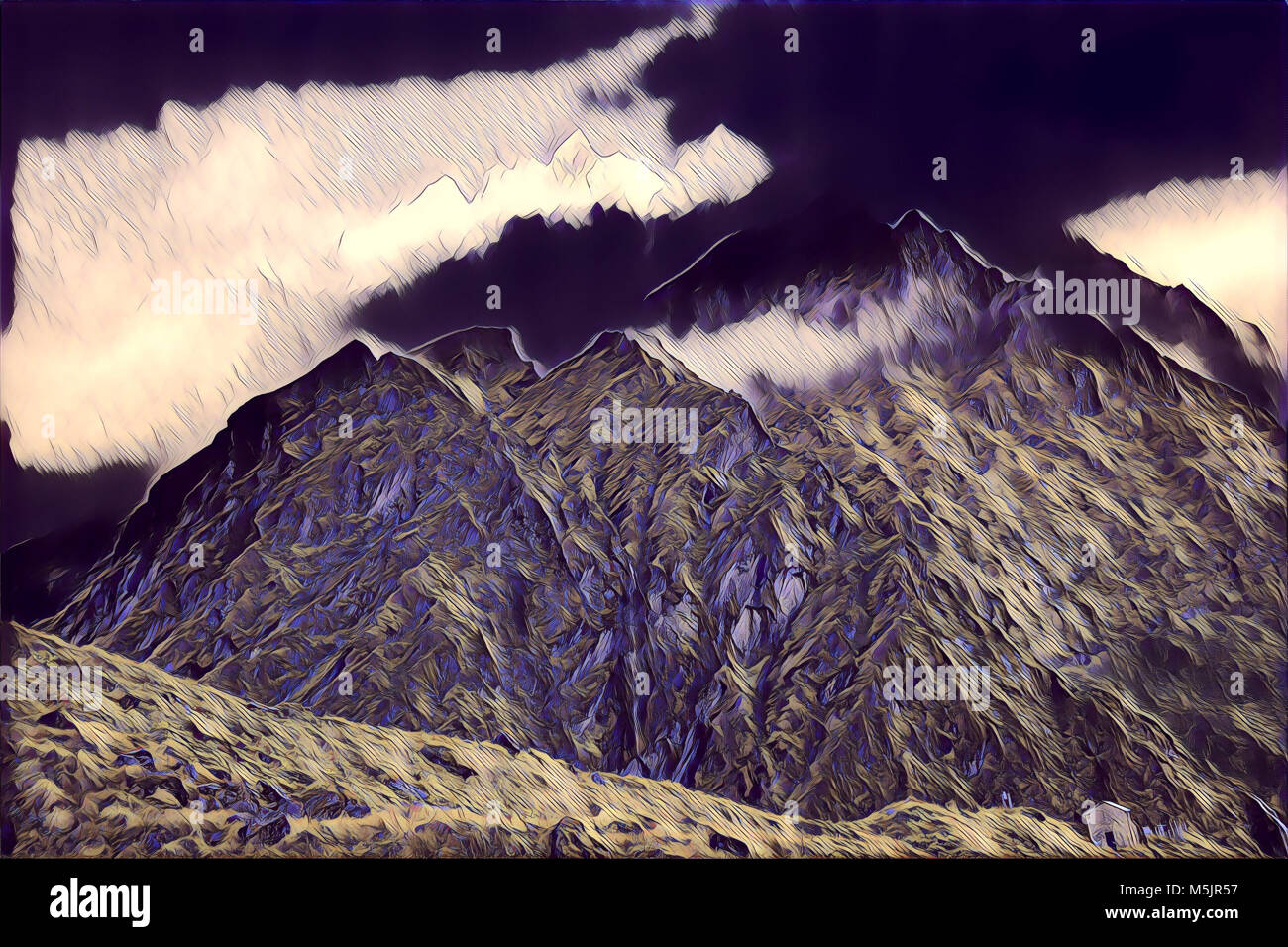 Digital drawing of mountains Stock Photo - Alamy