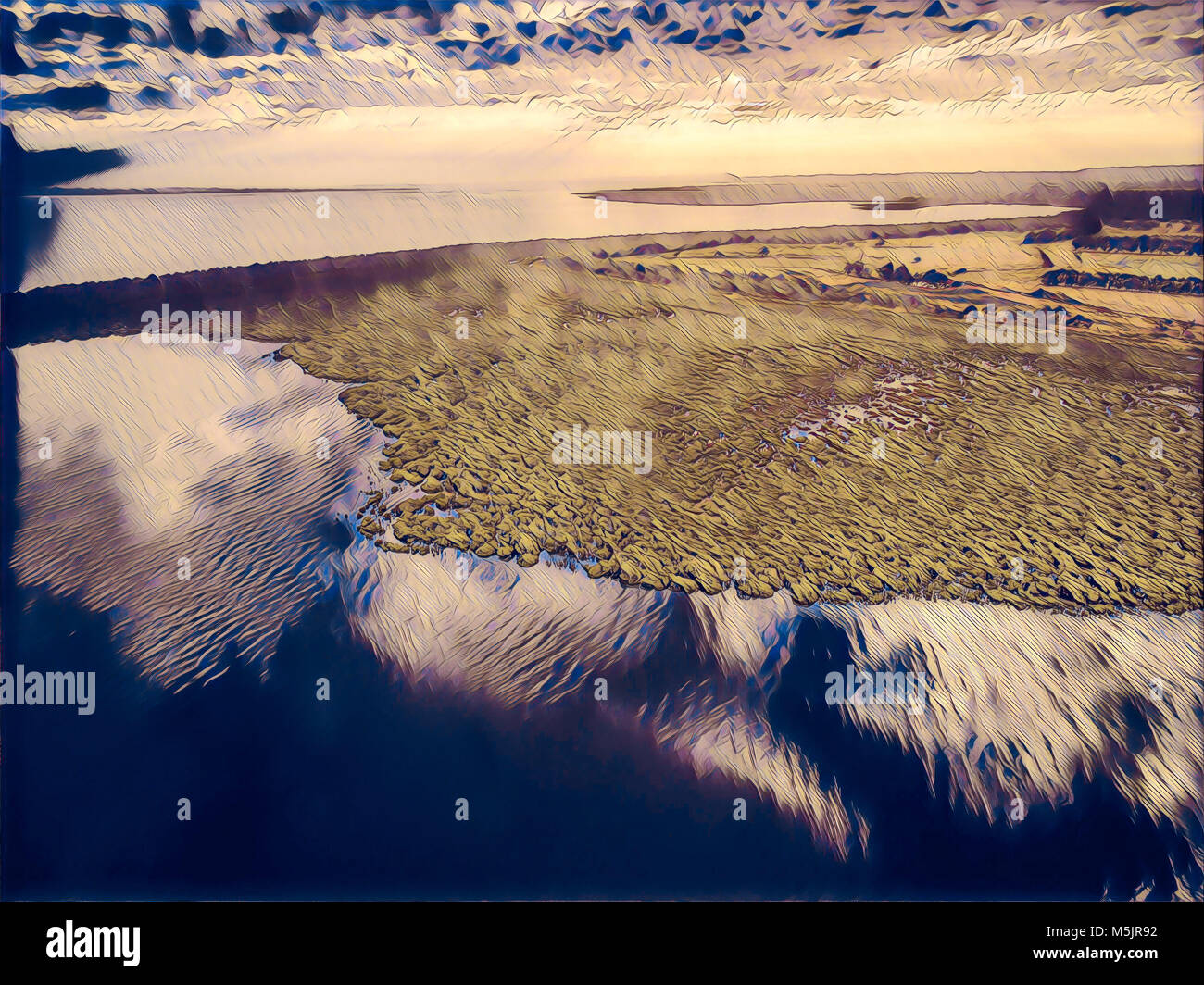 Illustration of beautiful ocean coastline Stock Photo - Alamy