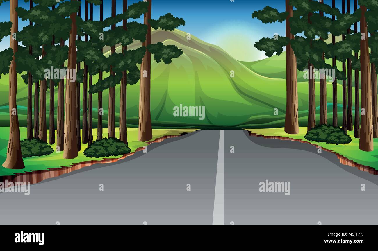 Background scene with trees along the road illustration Stock Vector ...