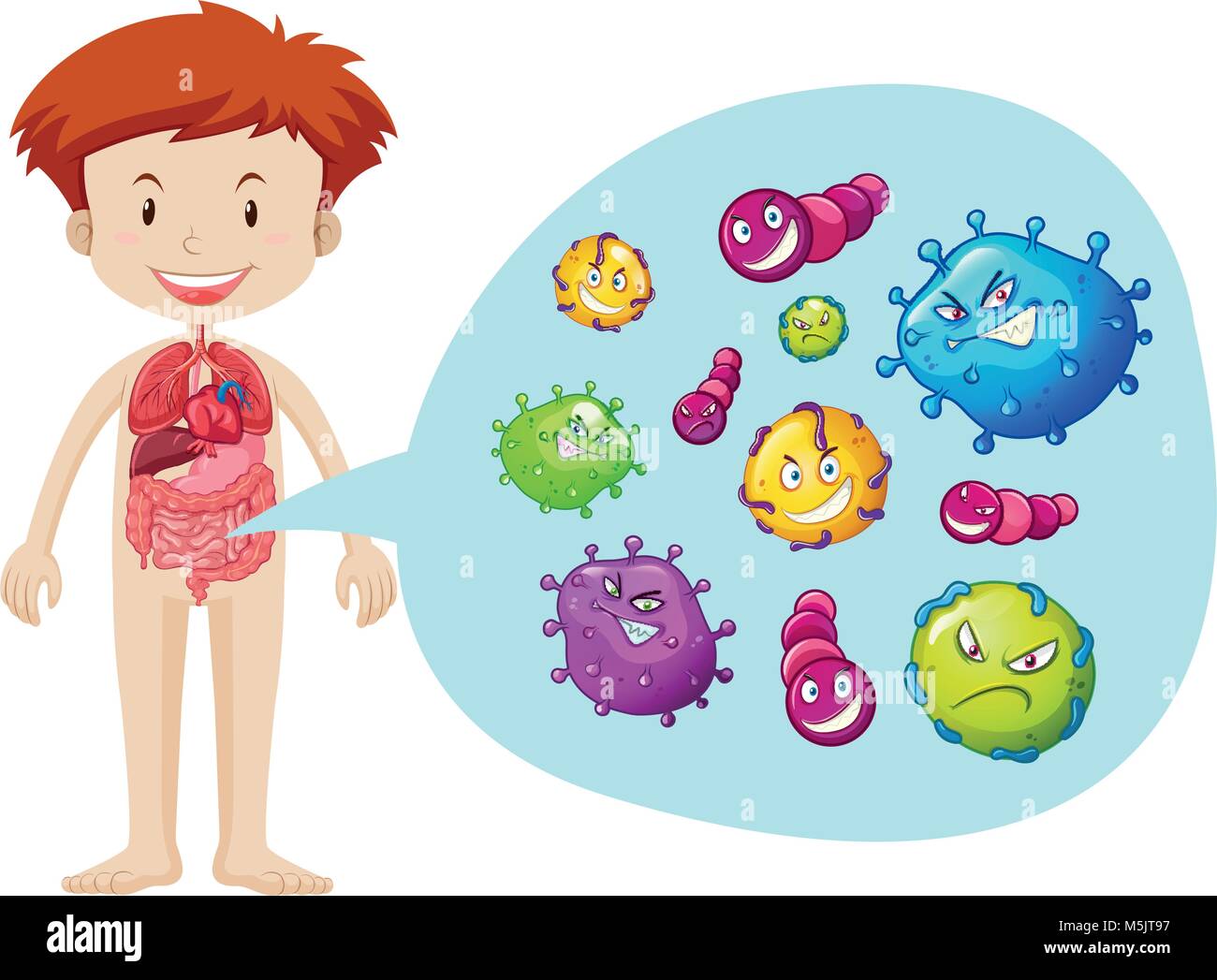 Boy and bacteria in stomach illustration Stock Vector Image & Art - Alamy