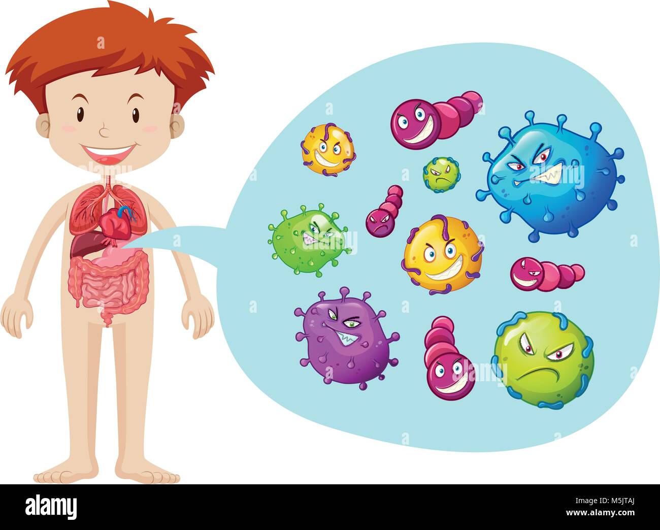 Boy with bacteria in body illustration Stock Vector Image & Art - Alamy