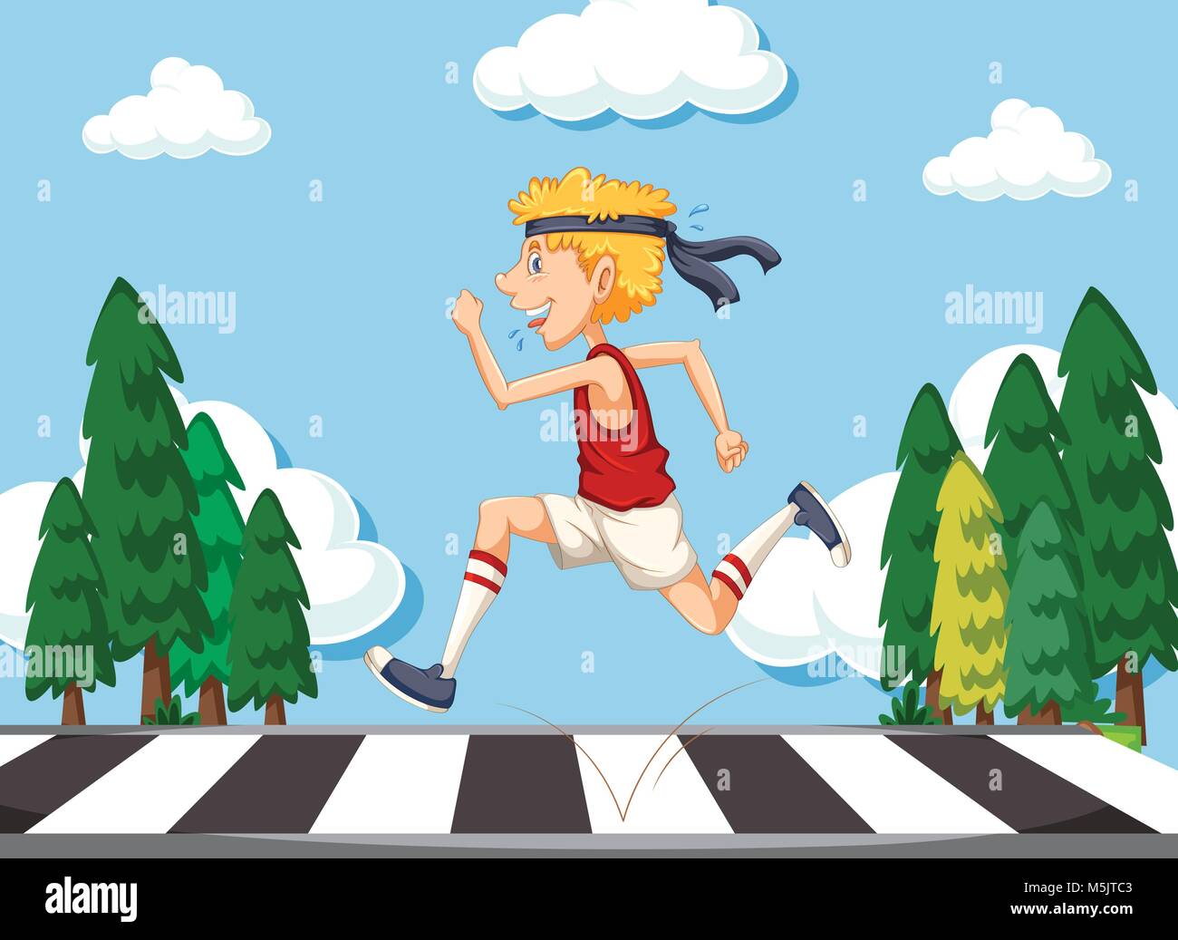 Skinny man running on the road illustration Stock Vector Image & Art ...