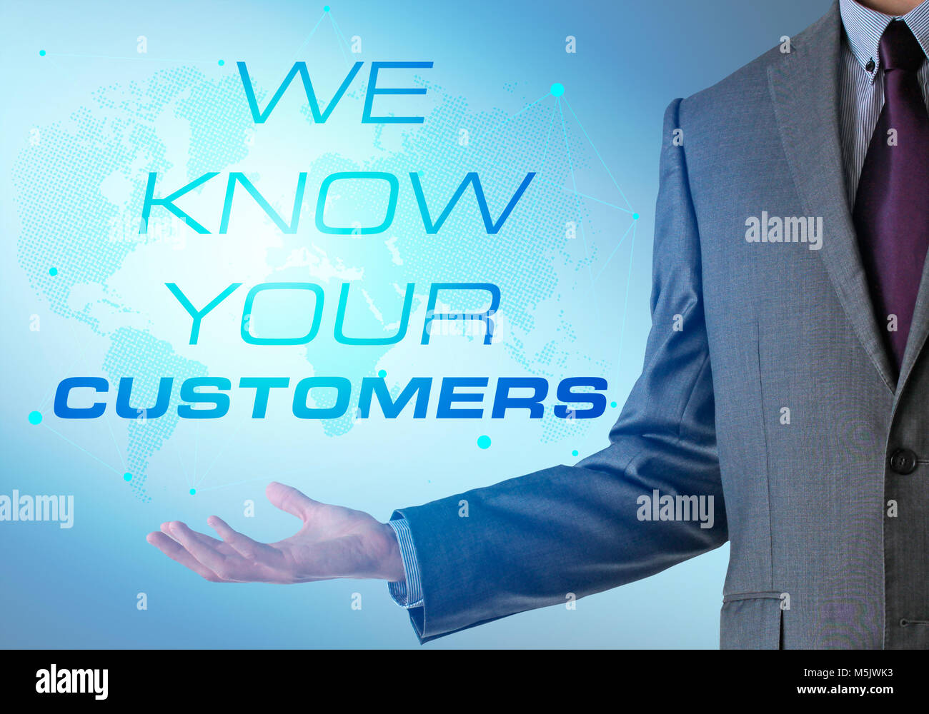 Inspirational motivating company quote with business man. We know your ...