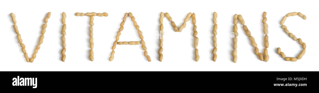 Word Vitamins over a white background written using letters made with ...