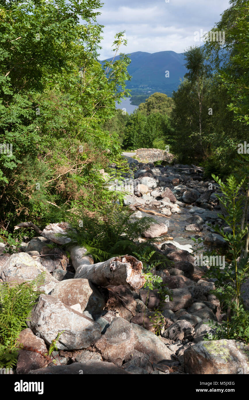 Ashness Bridge over Barrow Beck, Borrowdale, with Derwentwater and ...