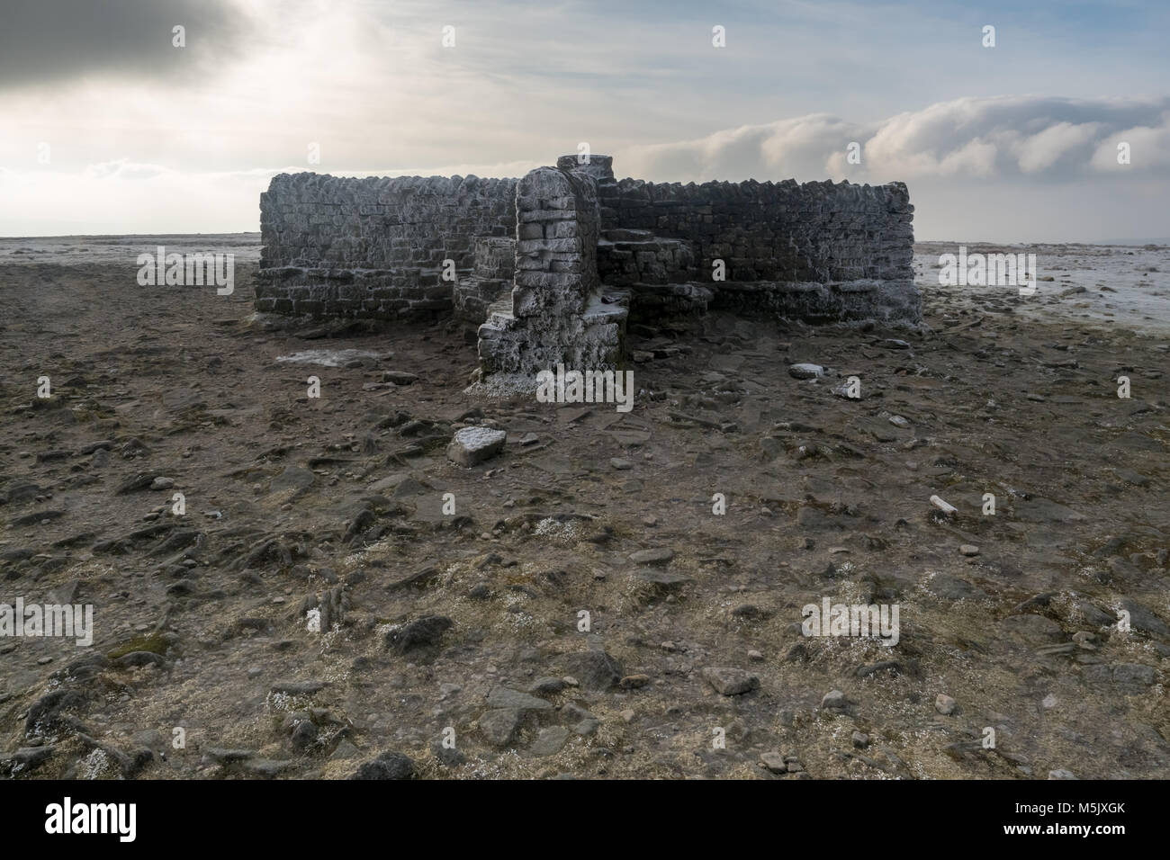 A cold windy winter hill walking on Ingleborough in the Yorkshire Dales ...