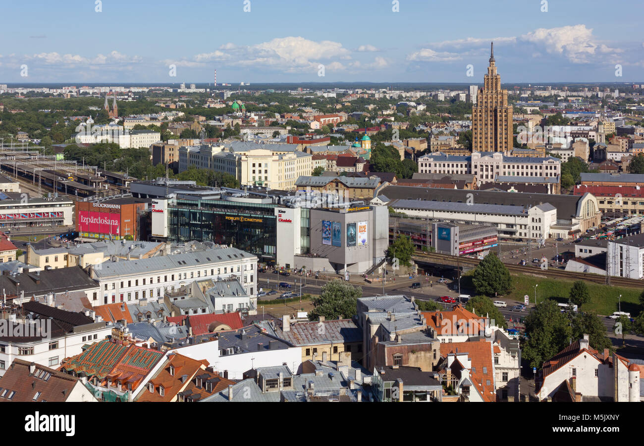 RIGA, Latvia - July 17, 2013: Cityscape of the capital city of Latvia ...