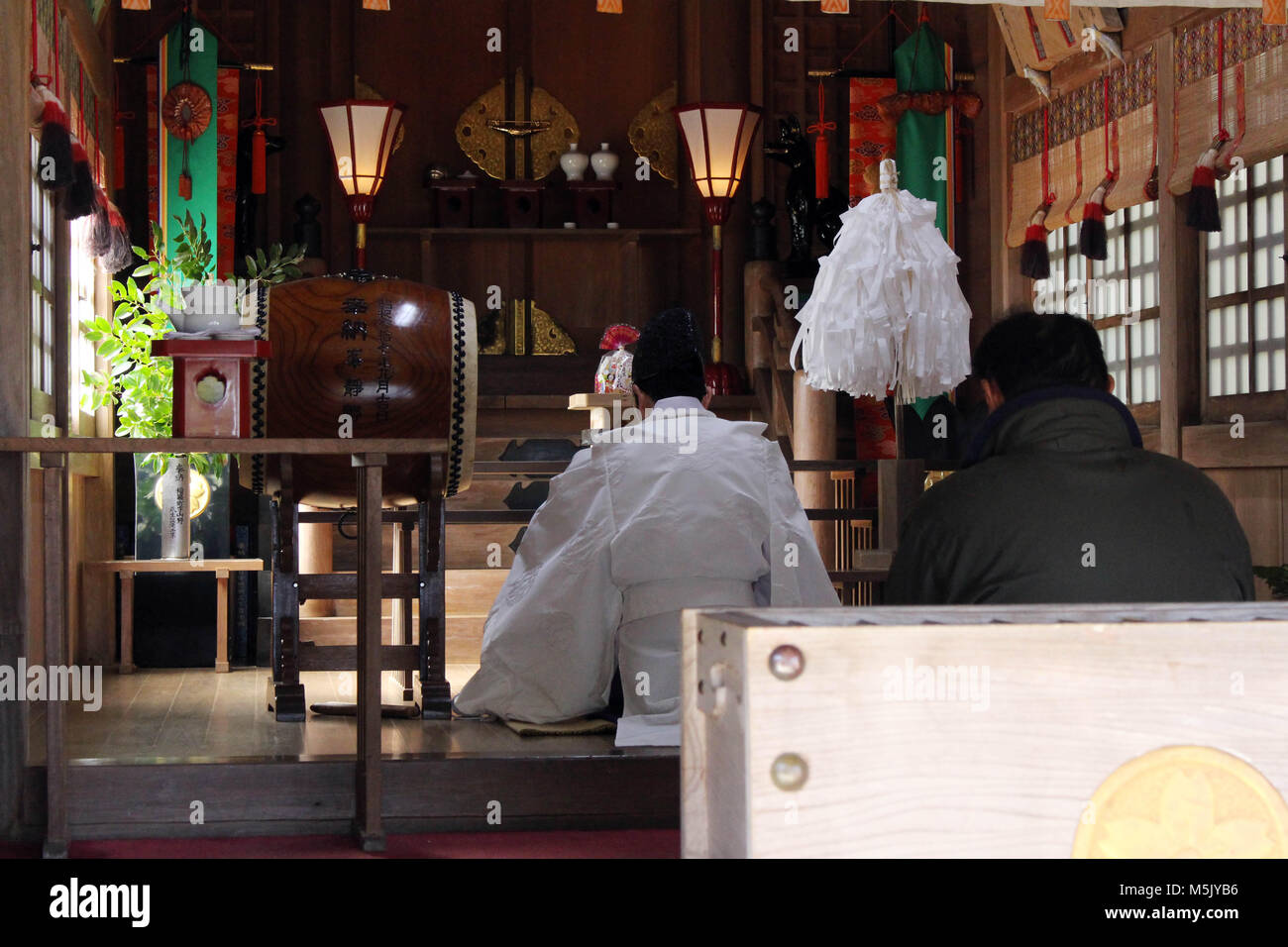 A Shinto priest leading a ritual at Onechi Shrine. Taken in Iizuka ...