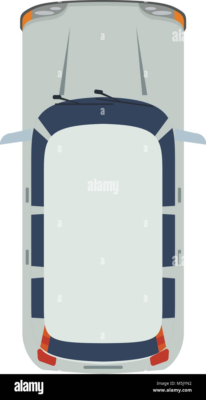 Hatchback Car top view. Realistic and flat color style design vector ...