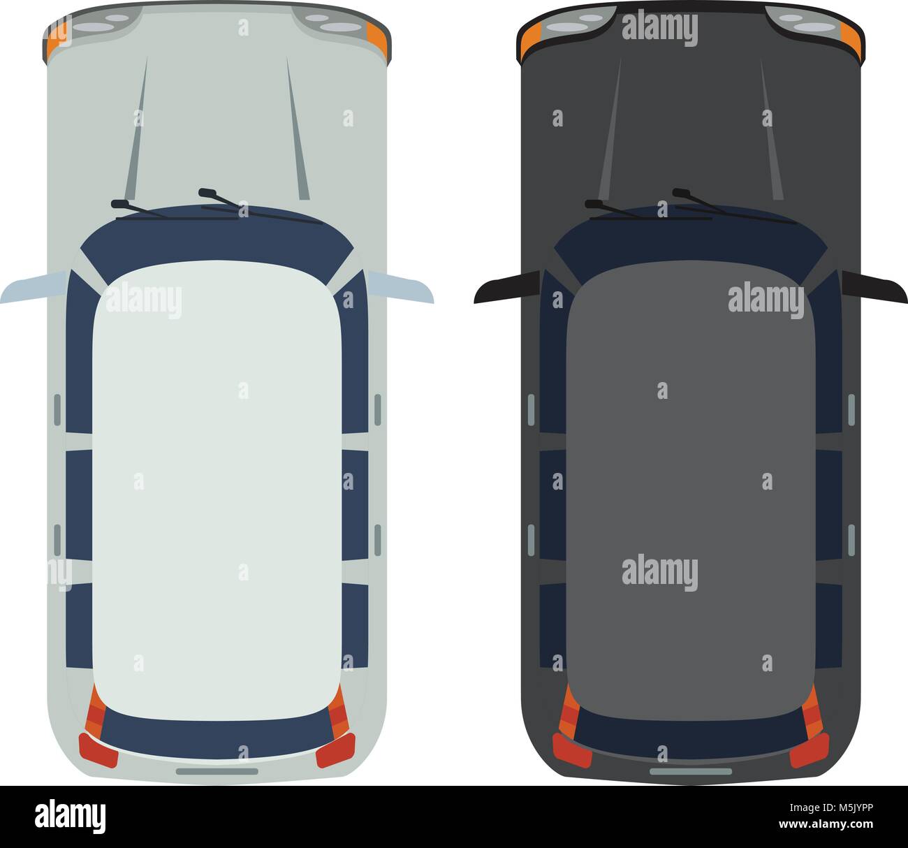 Hatchback Car top view. White and black Realistic and flat color style ...