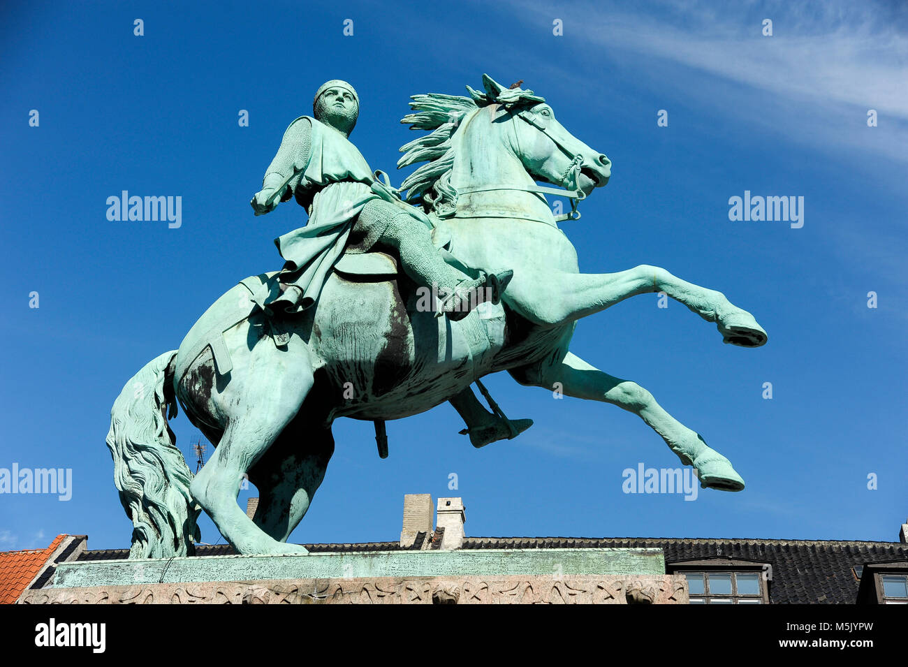 Equestrian statue of Bishop Absalon, legendary founder of Copenhagen ...
