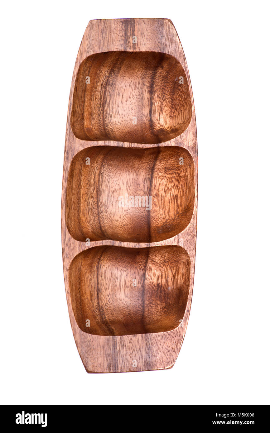 Three section serving tray made from one piece of solid acacia hardwood ...