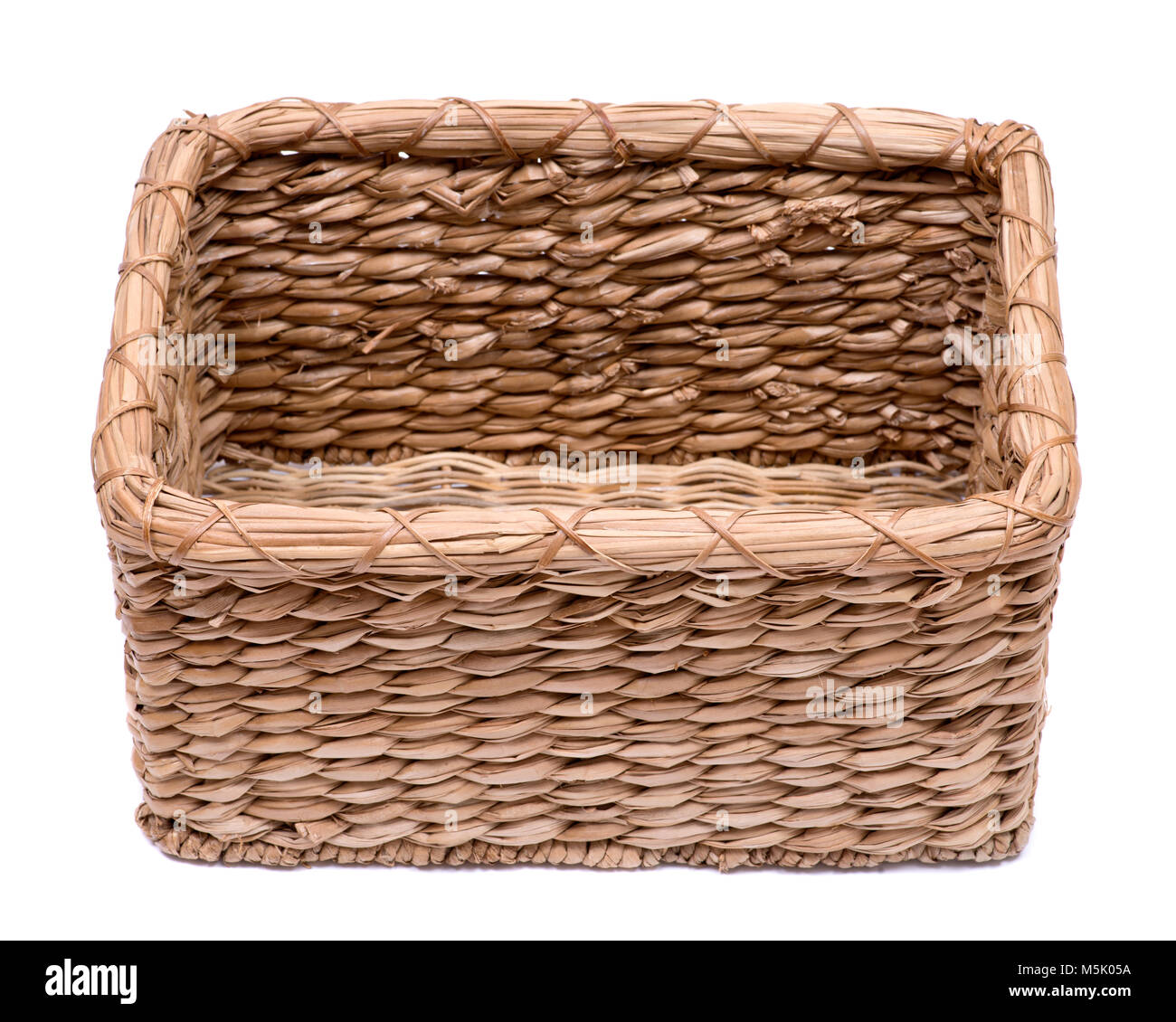 Vintage natural rectangular seagrass handmade basket isolated on white ...
