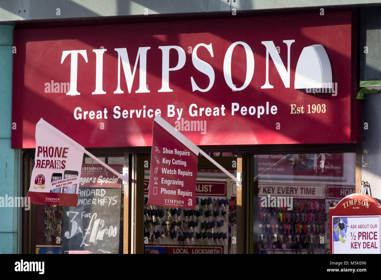Timpson shop store sign Stock Photo - Alamy