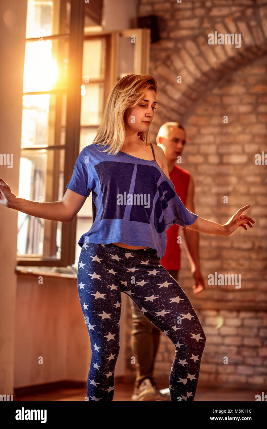 Cool female hip-hop dancer performing moves Stock Photo - Alamy