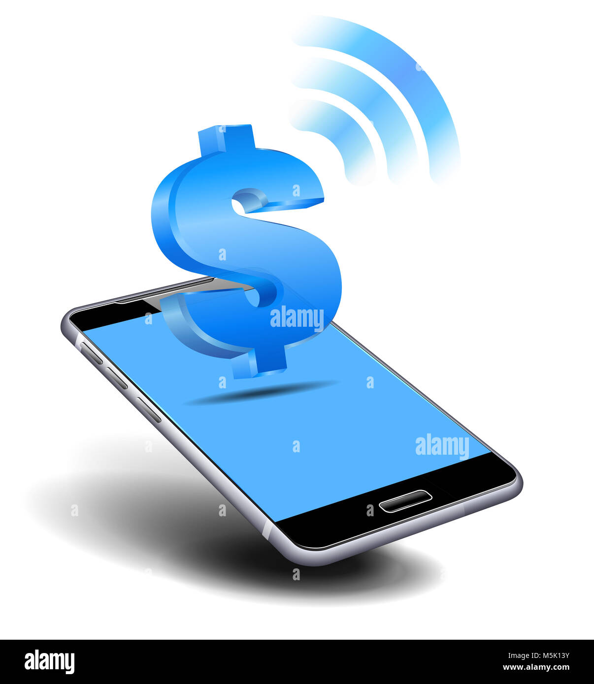 Pay Cash by Cell, Mobile Smart Phone concept with money symbol Stock ...