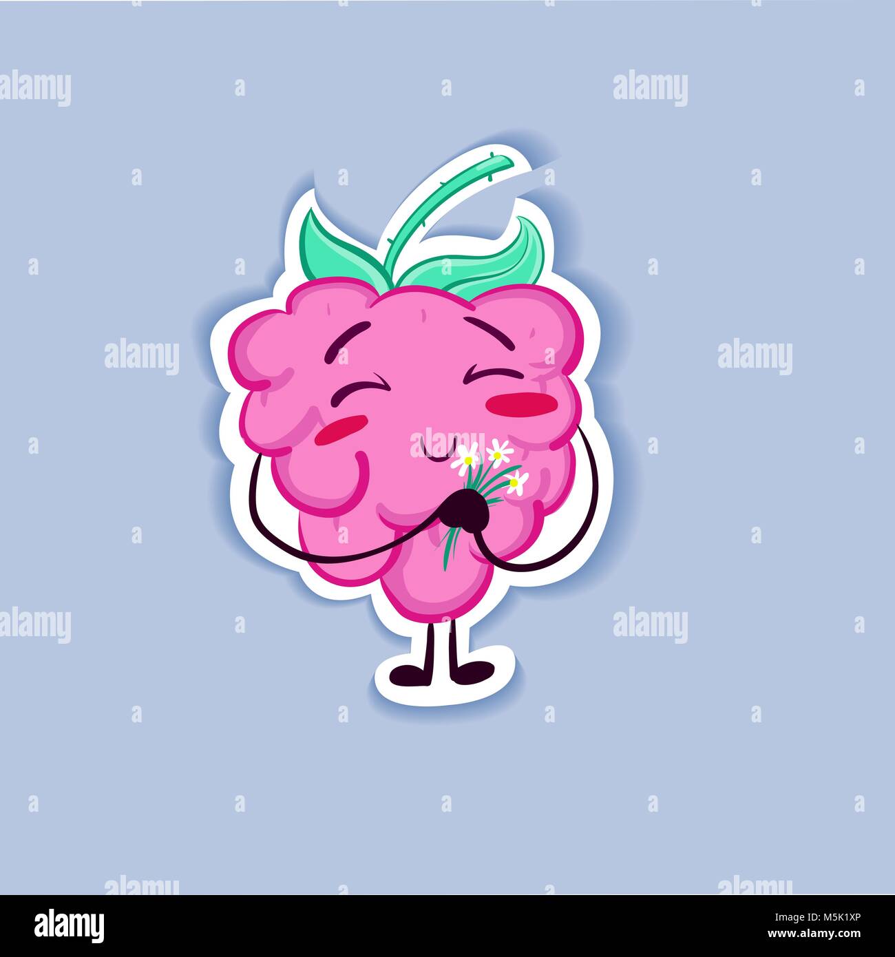 Funny cute pink characters - raspberries isolated on a gray background ...