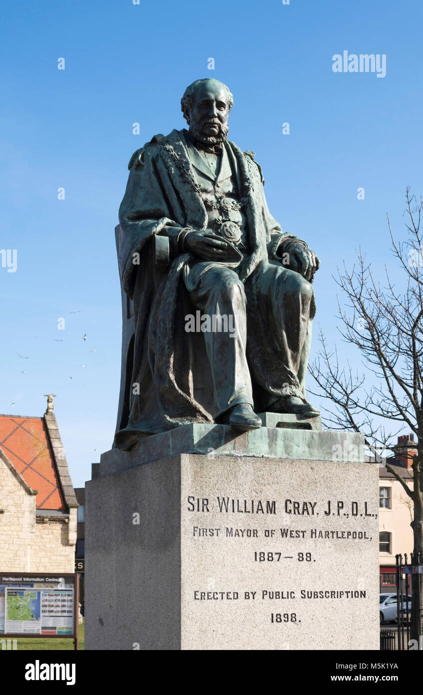 Memorial statue of Sir William Gray, first mayor of West Hartlepool ...