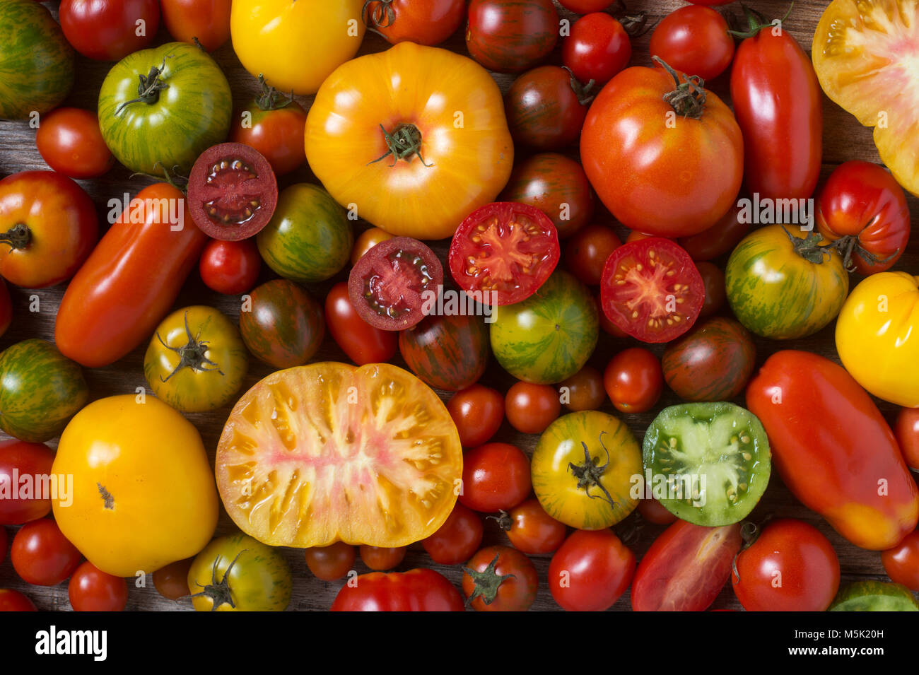 Colourful tomatoes shot from above Stock Photo - Alamy