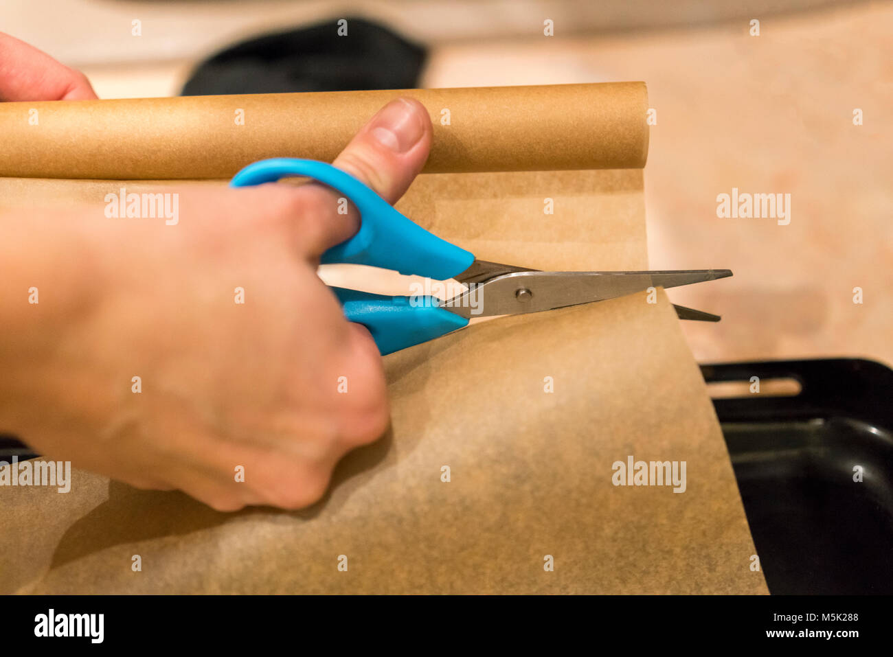 Hand cuts dough baking knife hi-res stock photography and images - Alamy