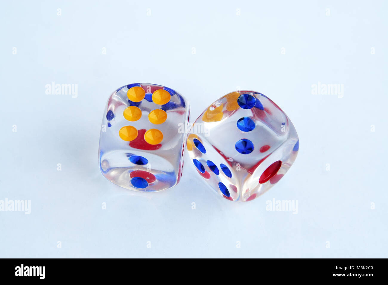 Glass dices. Transparent glass dices. Plastic transparent dice Stock ...