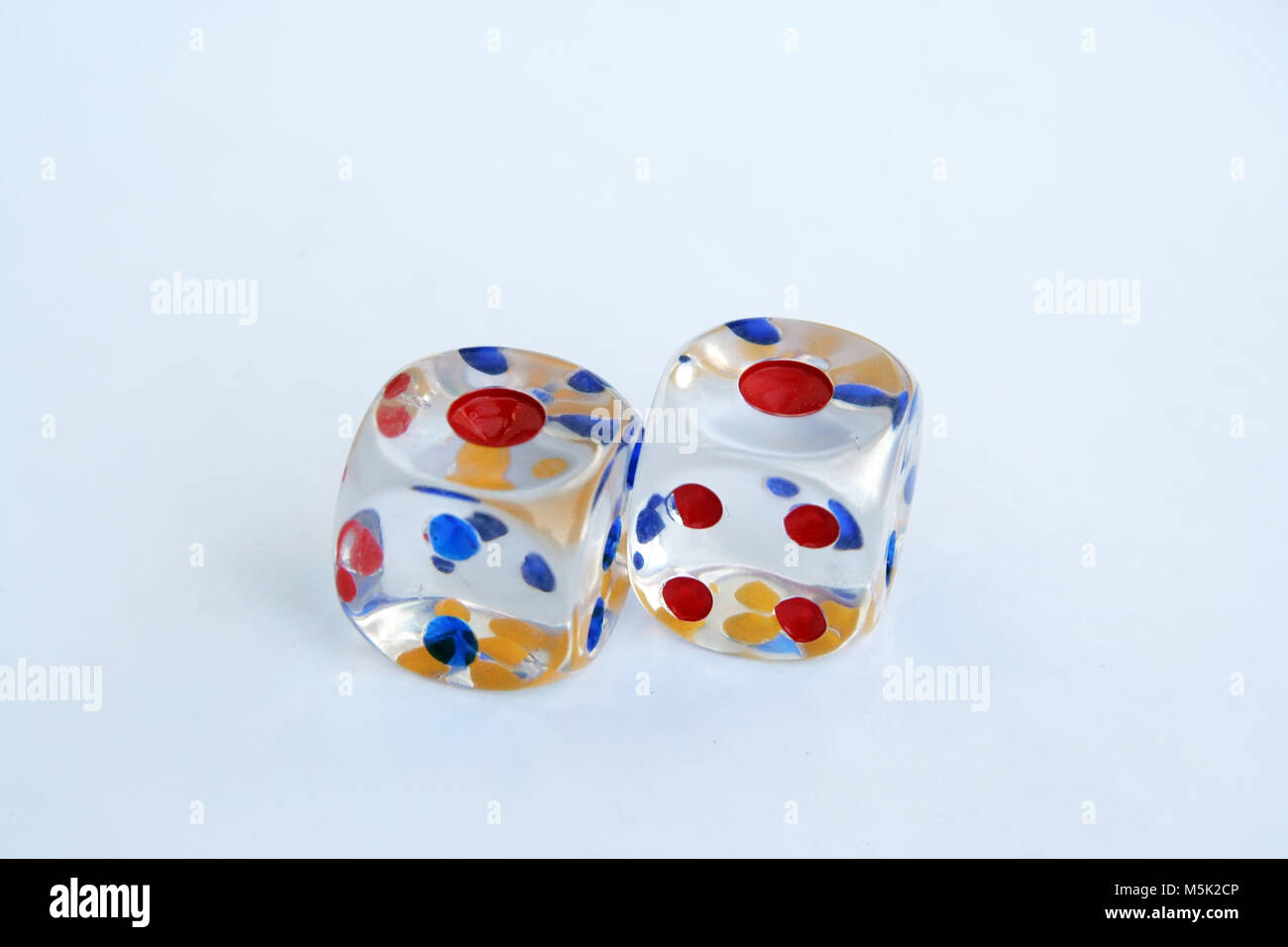 Glass dices. Transparent glass dices. Plastic transparent dice Stock ...
