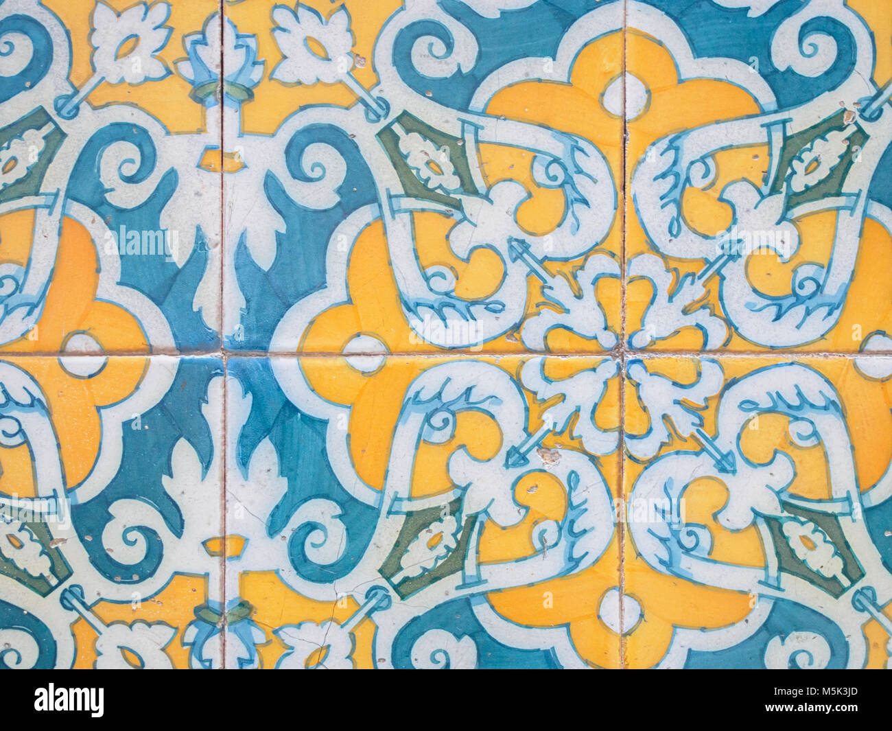 Real antique azulejo tiles background Stock Photo - Alamy
