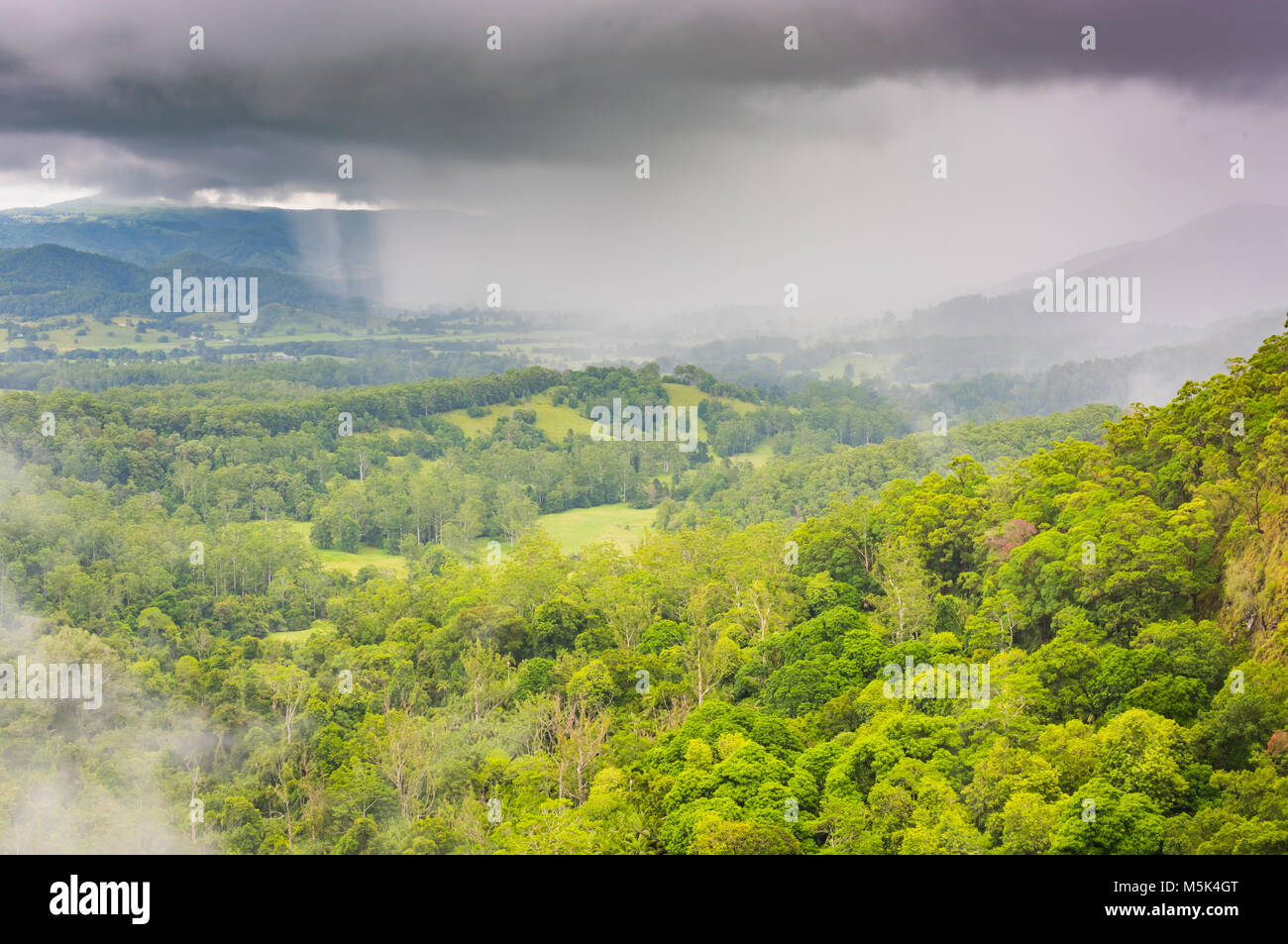Rain showers blowing over the valley beneath Mapleton National Park in ...