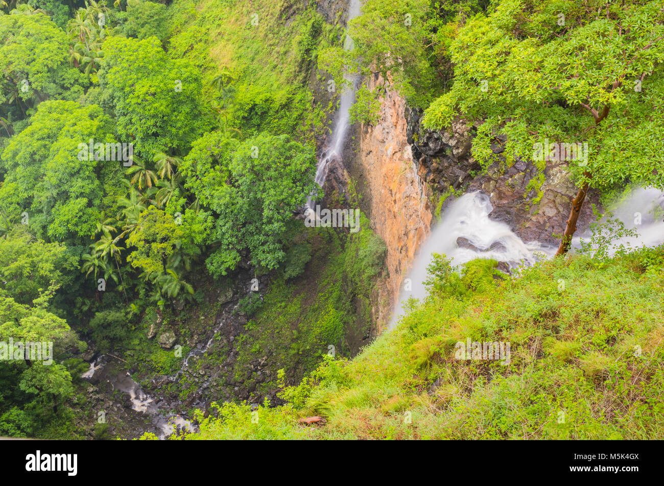 Pencil Creek forms Mapleton Falls, plunging 120m into the valley below ...