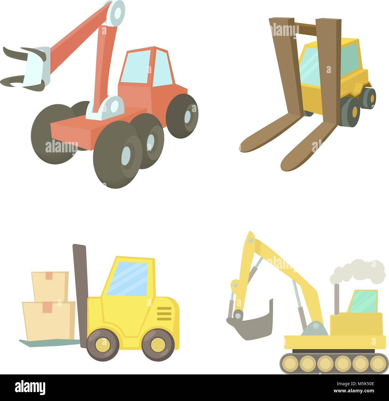 Contruction vehicle icon set, cartoon style Stock Vector Image & Art ...